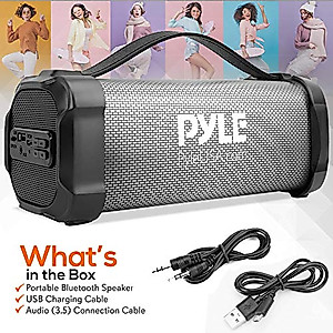 Pyle Wireless Portable Bluetooth Boombox Speaker - 300 Watt Rechargeable Boom Box Speaker Portable Music Barrel Loud Stereo System with AUX Input, MP3/USB Port, Fm Radio, 2.5" Tweeter - Pyle PBMSPRG4