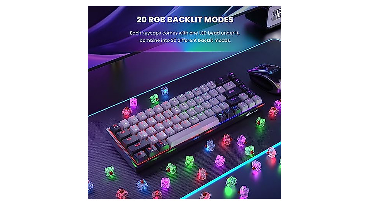 GEODMAER 65% Wireless Gaming Keyboard | RGB Backlit