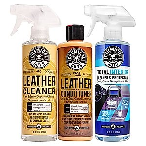 Chemical Guys SPI_109_16TI Leather Cleaner and Conditioner Complete Leather Care Kit (16 fl oz) +  SPI22016 Total Interior Cleaner & Protectant, (16 fl oz) 3 Items