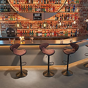 SUPERJARE Adjustable Counter Height Bar Stools Set of 2, Swivel Tall Kitchen Counter Island Dining Chair with Backs, 24” Armless Modern Bar Stool Chairs fit Counter Island from 32” to 44”, Retro Brown