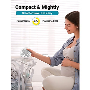 AIRSEE White Noise Machine for Baby Kids Adults, Portable 34 Soothing Sound Machine with Night Light, Rechargeable Compact Noise Machine for Home Office Travel Nursery Gift