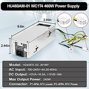 LXun L240ES-00 H240ES-02 B240AM-02 240W Power Supply Compatible with Dell OptiPlex 3050 5050 7050 Mini Tower J61WF DK87P F484X DW3M7 HT04K (6Pin + 4Pin Connector)