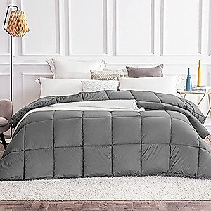 Amazon Brand - Pinzon All-Season Down Alternative Comforter with Duvet Tabs，Grey