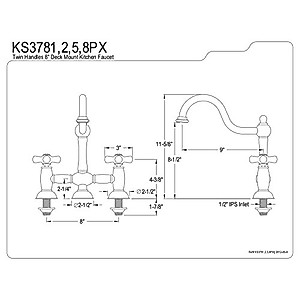 Kingston Brass KS3785PX Restoration Bridge Kitchen Faucet, 9", Oil Rubbed Bronze
