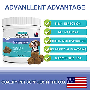 Advanllent Flea & Tick Prevention Supplement - Natural & Functional Flea Treatment for Dogs Soft Chew - Help with Dog Flea and Tick Treatment, Coat Smooth, Immune Health - 90 Count Flea Chewables