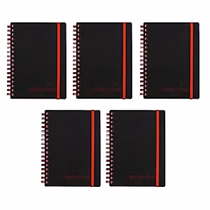 Black n' Red Twin Wire Poly Cover Notebook, 3-5/8" x 5-7/8" Sheet Size, Black/Red, 70 Ruled Sheets, Sold as 5 Pack (F67010)