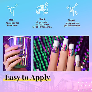 Beetles Glitter Gel Polish, 6 Pcs Pink Silver Platinum Gel Polish Kit Soak off Uv Lamp Glitter Purple Pink Green Gold Winter Glitter Nail Polish Kit Holiday Gift Pink Gel Polish Design for Party