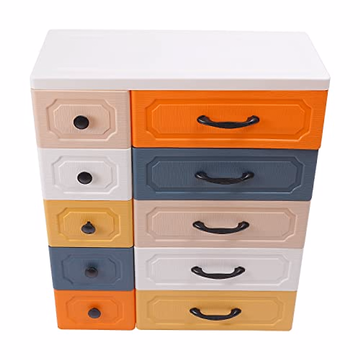 Plastic Drawers Dresser with 10 Drawers, Plastic Tower Closet Organizer with Removable Wheels Suitable for Condos Dorm Rooms Bedrooms Nurseries Playrooms Entryways, 29.52"W x 12.2"D x 36.64"H