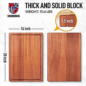 GOEHNER's Extra Large Sapele Wood Cutting Board - Edge Grain Butcher Block Ebony Meat Cutting Board with Juice Groove for Kitchen (20 x 14 x 1.5 inches | Extra Solid)