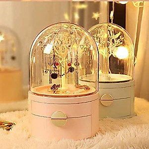 Jewelry Box Jewelry Boxes Jewelry Box Rotating Jewelry Boxes Multifunctional Necklace Hangers ABS Dust Cover Organizer Box Large Capacity Exquisite Storage Boxes jewellery case Jewelry Organizer