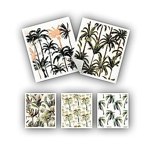 Swedish Dishcloths for Kitchen - Eco-Friendly Reusable Cleaning Cloths Alternative to Paper Towels - 100% Soft Organic Cotton Biodegradable Washable Cellulose Sponge Cloths (Palm Tree Designs, 5pc)