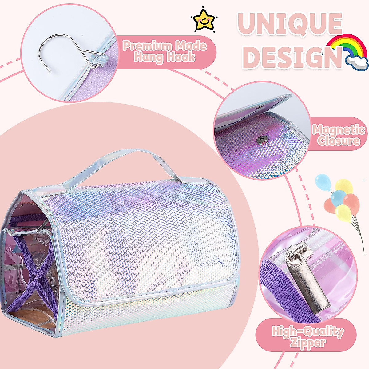 NAKOCO Toy Storage & Display Case, Travel Carrying Storage Organizer 5 Clear View Case