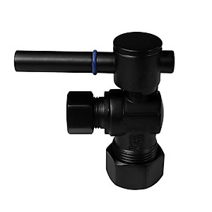 Westbrass R105BL-62 1/4-Turn Lever Handle Angle Stop Shut Off Valve, 5/8" OD x 3/8" OD, Matte Black
