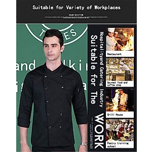 YOWESHOP Add Your Own Custom Text Name Personalized Message or Image Printing on Chef Jacket Hotel Kitchen Restaurant Chef Coat(Black Medium)
