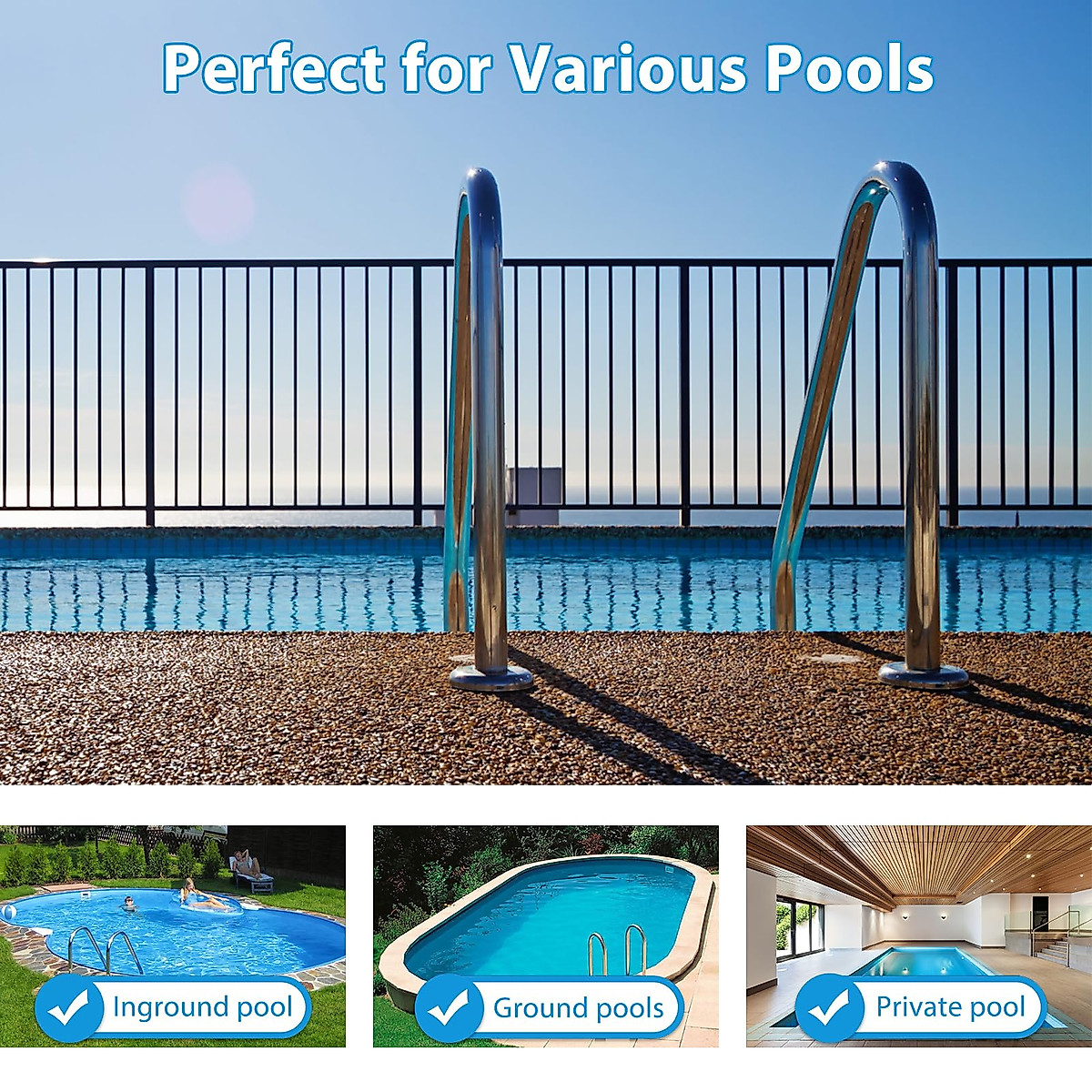 Pool Ladder, 3 Step In-Ground Swimming Pool Step, Stainless Steel Pool Ladder Step for Indoor/Outdoor Pool, Heavy Duty Non-Slip Inground Ladder, Easy Assembly