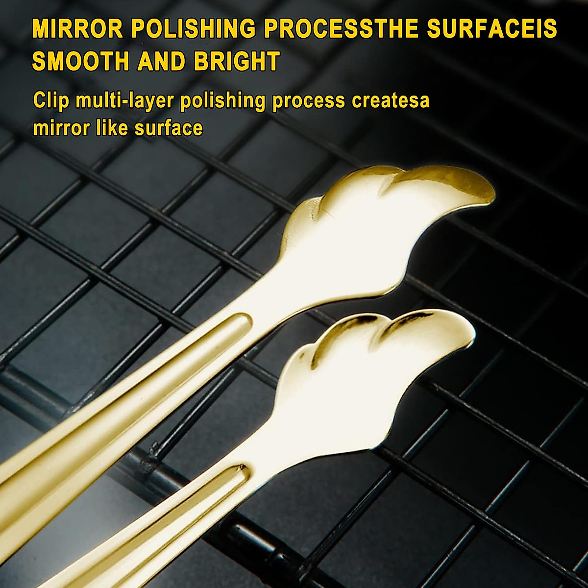 SOOHAO 12PCS Small Serving Tongs Sugar Tongs Stainless Steel Ice Tongs Mini Appetizers Tongs Angel’s Wing Shaped Small Kitchen Tongs for Tea Party Coffee Bar Kitchen (4.3 Inch, Golden)