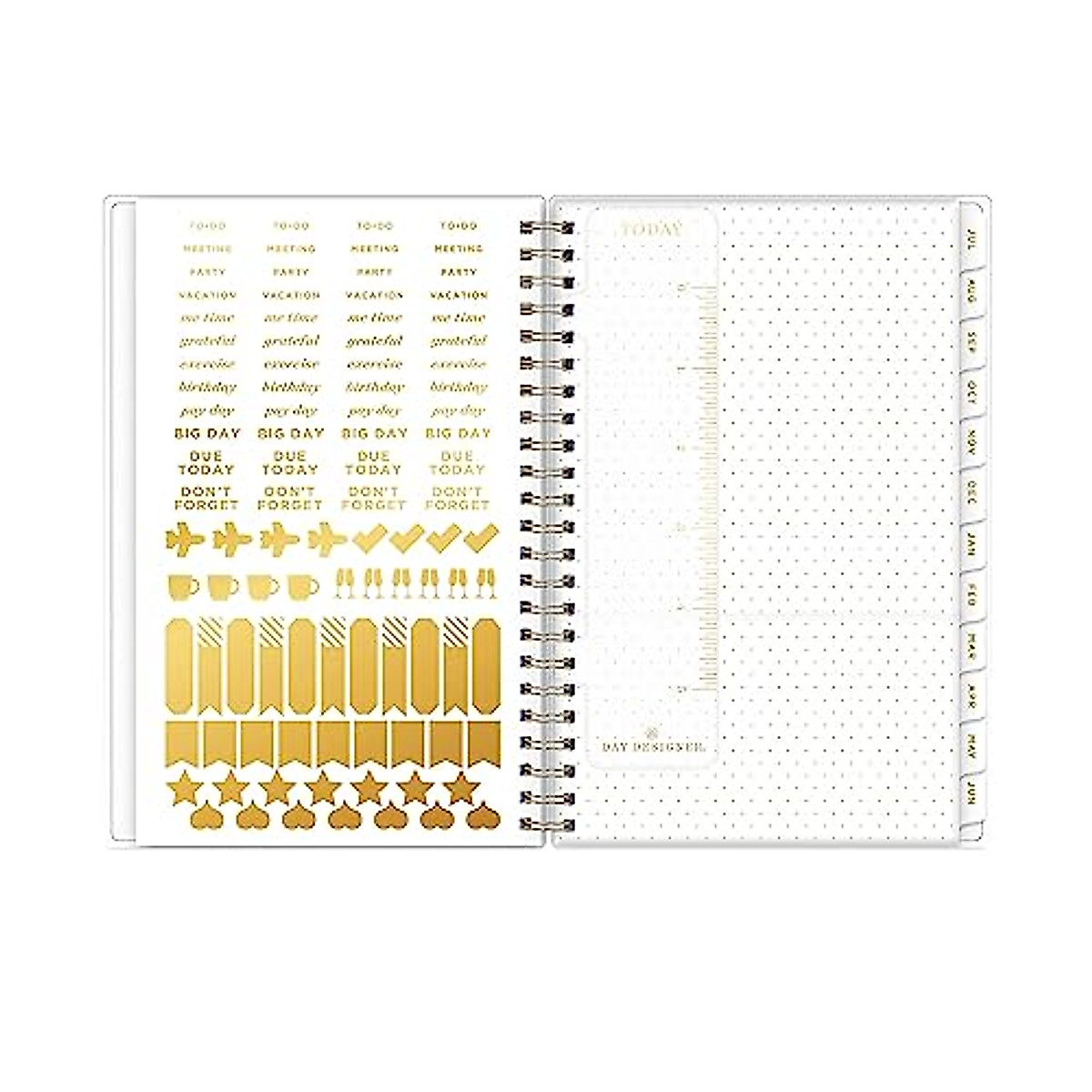 2023-2024 Day Designer Swiss Dot Blush Frosted Polypropylene Weekly/Monthly Academic Planning Calendar, 5" x 8", July 2023 to June 2024, 142497