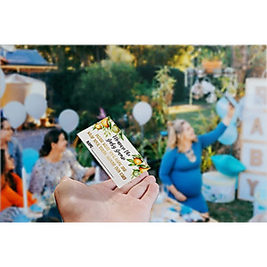 How Big is Mommys Belly Game, Measure Mommy's Belly Sign(Sign 8x10 Inch), Orange Theme Baby Shower Games, Baby Showers Decorations, 1 Standing Sign + 50 Guessing Cards(bump48)