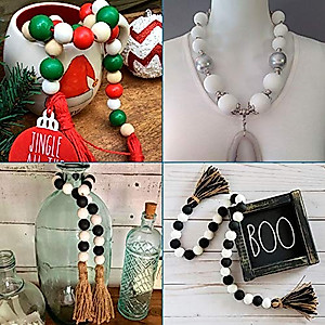 100pcs Painted White Wood Beads 25mm Round European Large Hole Beads Natural Wooden Painted Loose Spacer Ball Beads with 5.5mm Large Hole Beads Charms for DIY Jewelry Making Home Decor