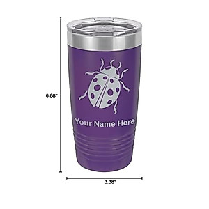 LaserGram 20oz Vacuum Insulated Tumbler Mug, Ladybug, Personalized Engraving Included (Dark Purple)