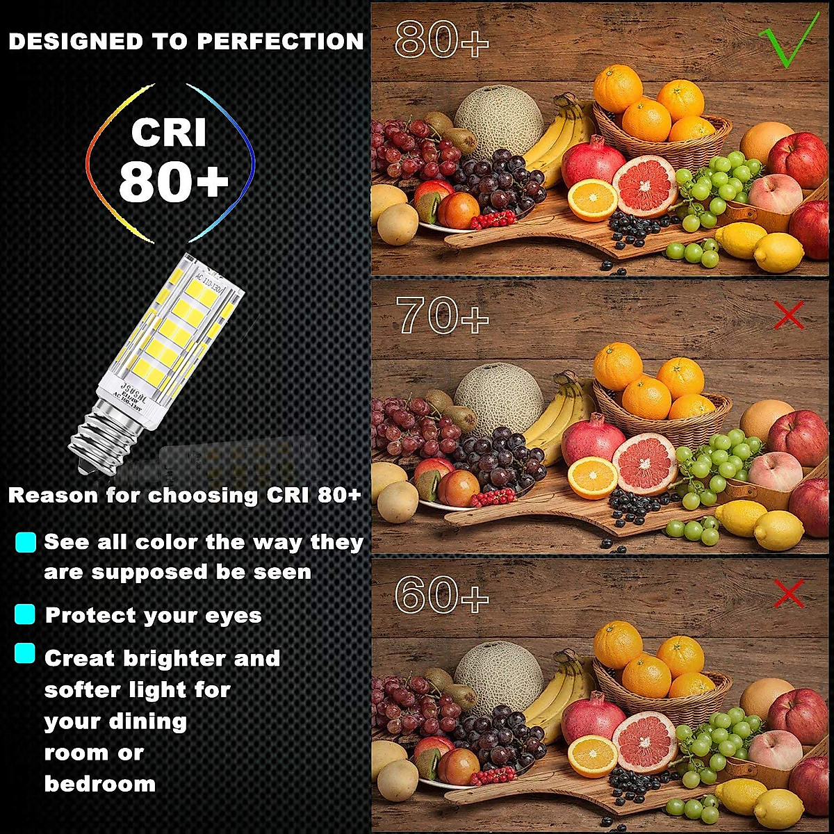 JSVSAL (4-Pack E11 LED Bulb,Not Dimmable, Mini Candelabra E11 Base T4 JD 120V LED Halogen Replacement Bulb, 4W,440 Lumens,35/40W Equivalent (Daylight White(5000K))