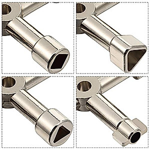 Mudder 4 Way Sillcock Key Plated Steel Water Keys with 4 Way Utility Gas Meter Keys Faucet Wrench Tool for Opening and Closing Sillcock or Spigots (Silver)