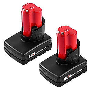 Dosctt 2 Pack 12V 6.0Ah Battery Compatible with Milwaukee M12 Battery XC Lithium 48-11-2411 48-11-2420 48-11-2401 48-11-2402 48-11-2401