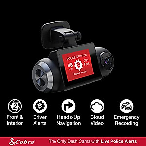 Cobra Smart Dash Cam with Interior Cam (SC 201) - Full HD 1080P Resolution, Built-in WiFi & GPS, Live Police Alerts, Incident Reports, Emergency Mayday, Drive Smarter App, 16GB SD Card Incl.
