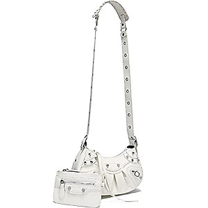 CATMICOO Shoulder Bag for Women Punk Style Rivet Satchel Handbags Y2K Purse with Removable Zipped Pouch