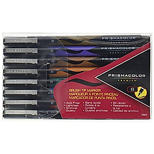 Prismacolor 1736674 Premier Illustration Brush Tip Art Markers, Assorted Colors, 8-Count