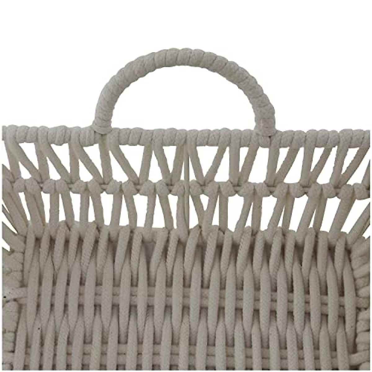 The Novogratz Cotton Handmade Woven Storage Basket with Handles, Set of 2 19", 18"W, White
