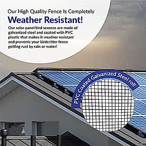 SAMU Critter Guard 8in x 100ft Premium Solar Panel Squirrel Barrier with 100 Nylon Plastic Fastener Clips - Wire Mesh Panels PVC Coated Galvanized Steel Solar Panel Bird Wire Screen Protection