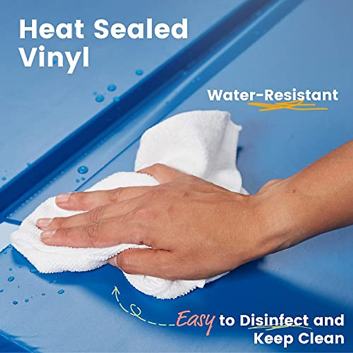 ECR4Kids Premium Folding Rest Mat, 3-Section, 2in, Classroom Furniture, Blue/Red, 5-Pack