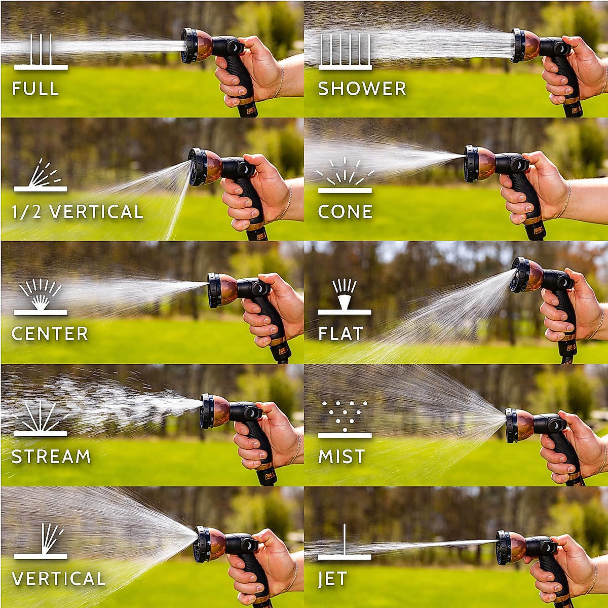 Pocket Hose Copper Bullet Spray Nozzle Infused with Copper, AS-SEEN-ON-TV, 10 Spray Patterns, Easy Thumb Control On/Off Valve, Lead-Free, Ergonomically Designed, Non-Slip Grip, High-Pressure