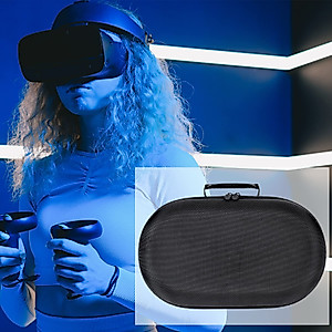 Aenllosi Hard Carrying Case Compatible with The Meta Quest 3S/Oculus Quest 3/Pro VR Headset,Touch Controller,Charging Dock & Other Accessories(Black inner Blue,Case Only)