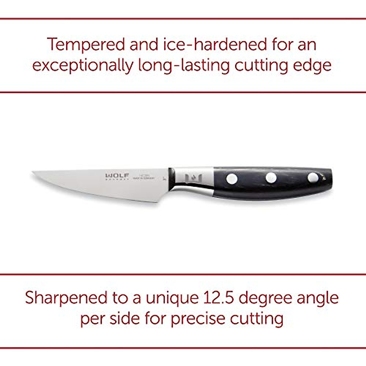 Wolf Gourmet Santoku and Paring Knife Set, Ergonomic for Comfort and Control, Forged High-Carbon Stainless Steel, 12.5 Degree Angle, Durable (WGCU214S)