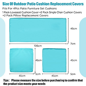 Geetery 5 Pcs Outdoor Cushion Covers Outdoor Patio Cushions Pillow Replacement Covers for Seat and Back Outdoor Cushion Slipcovers for Sectional Rattan Sofa Patio Furniture Cushion Covers for Couch