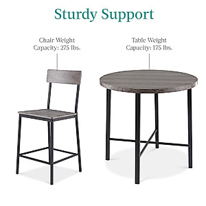 Best Choice Products 5-Piece Modern Round Counter Height Dining Set for Home Kitchen, Dining Room w/ 4 Chairs, 1.5in Thick Table - Gray