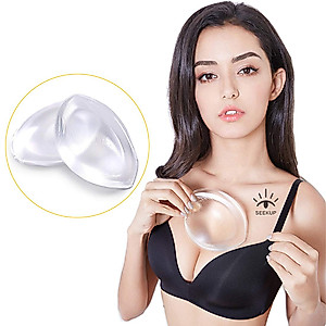 SEEKUP Women Silicone Bra Pads Inserts Breast Enhancer Swimsuits Enhancement Bust Push up Pads for A Cup, Transparent M