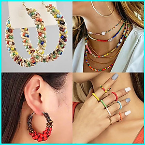 Tibaoffy Size 6/0 Crafts Glass Seed Beads 4mm Tiny Pony Beads Assorted Kit with Organizer Box for Jewelry Making (48 Assorted Multicolor Set, Total About 7200pcs)