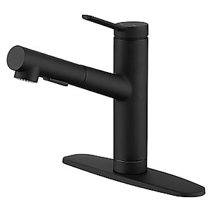 CREA Kitchen faucets, Bar Sink Faucet, Black Kitchen Sink Faucet Pull Out Utility Prep Wet Faucet Small Single Handle Hole Faucet, Commercial Modern rv Sink Low Arc Faucet Outdoor Laundry