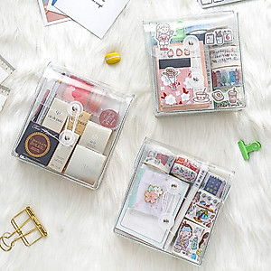 ZMLSED Washi Masking Tapes Multi Organizer Pouch, Minimalist Transparent Large-Capacity Visible Portable Storage Bag for Stationery Stickers Travel Small Object Planner Pens Journal Supplies