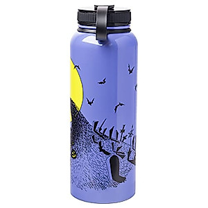 Silver Buffalo Nightmare Before Christmas Purple Hill Stainless Steel Water Bottle With Twist Lid, 42 Ounces