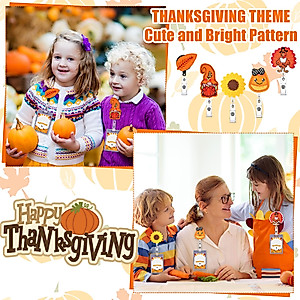 Tinlade 24 Pcs Thanksgiving Badge Reel Retractable Thanksgiving Pumpkin Badge Holders Cute Nurse Badge Reel Holiday Badge Holder with Swivel Clip ID Holder for Nurses, Doctor, Student Teacher Office