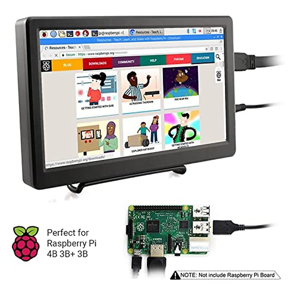 ELECROW Portable Monitor 10.1 Inch Screen IPS Monitor 1920x1080P with HD VGA Port Build-in Speakers VESA Mount for Raspberry Pi 5/4/3/400 Windows 11/10/8/7 PS Xbox