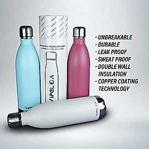 Vacuum Insulated Water Bottle, Triple Wall Water Bottle, Drinking Bottles, Hot and Cold, BPA-Free, Reusable Bottle, Stainless Insulated Water Bottle, Leakproof Water Bottle, 25oz.Cold Grey