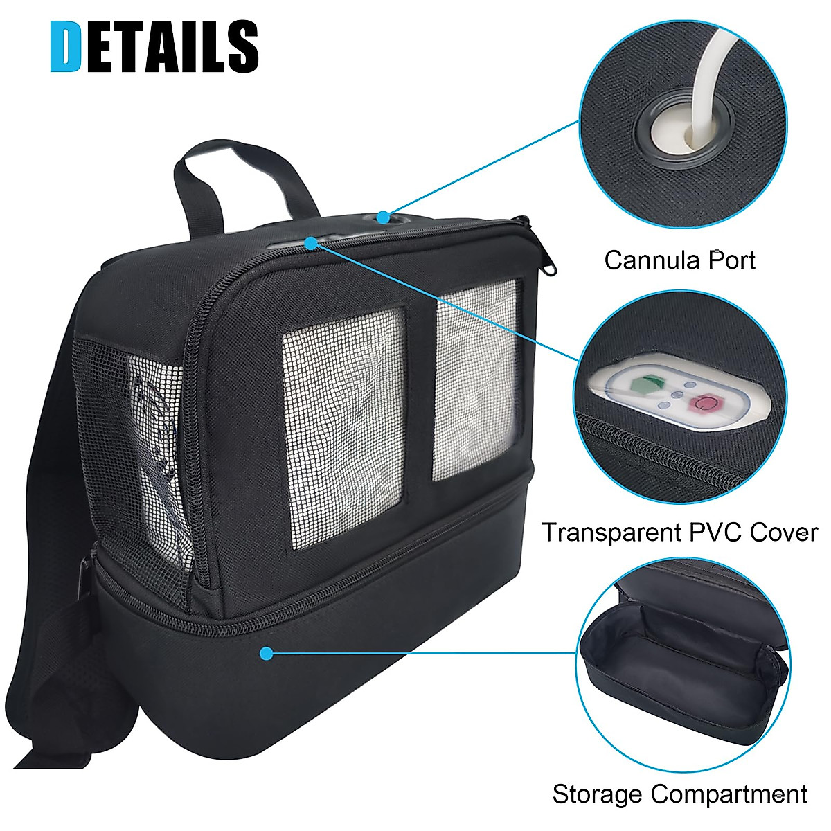 Jvnvlki Backpack for Portable Oxygen Concentrator 3L/Min, Adjustable Straps Multiful Pockets Storage Design, for 3L/Min Portable Oxygen Concentrator