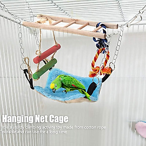 Pet Climbing Rope Net, Bird Climbing Rope Ladder Small Animal Ferret Parrot Rat Bird Swing Rope Hanging Net Cage Pets Swing Bed Toy for Birds Rats Hamster