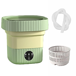 Portable Washing Machine, Foldable Mini Washing Machine, Small Washing Machine for Underwear, Baby Clothes, or Small Items, Suitable for Apartments, Dormitories, Camping, Travel (6 Liters),Green