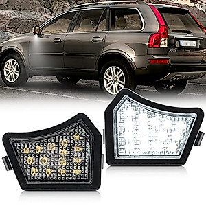 NSLUMO Full LED Side Under-Mirror Puddle Light for Vol-vo XC90 XC70 S60 V60 S80 V70, 18SMD Super Bright Xenon White LED Puddle Lights Lamp Assembly OEM Replacement